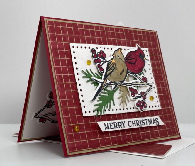 Classic Cardinals and Berries: A Traditional Christmas Card Design with ...