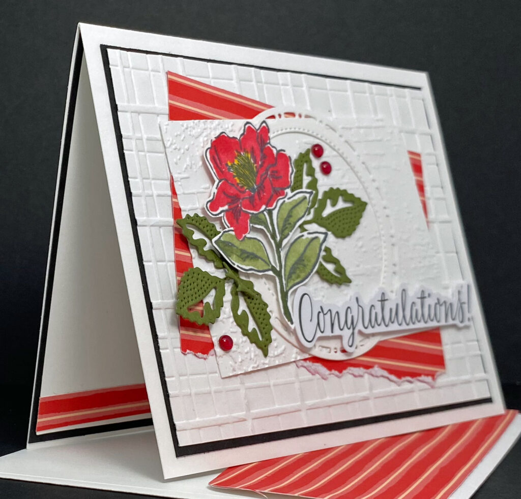 Elegant Floral Congratulations Card Featuring Embossed Details and Bold ...