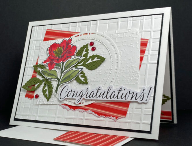 Elegant Floral Congratulations Card Featuring Embossed Details and Bold ...