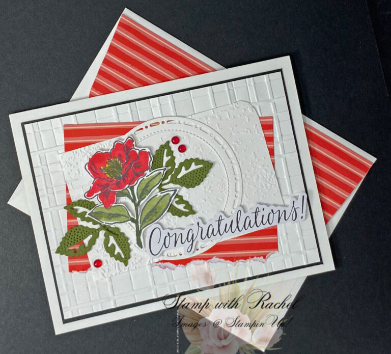 Elegant Floral Congratulations Card Featuring Embossed Details and Bold ...