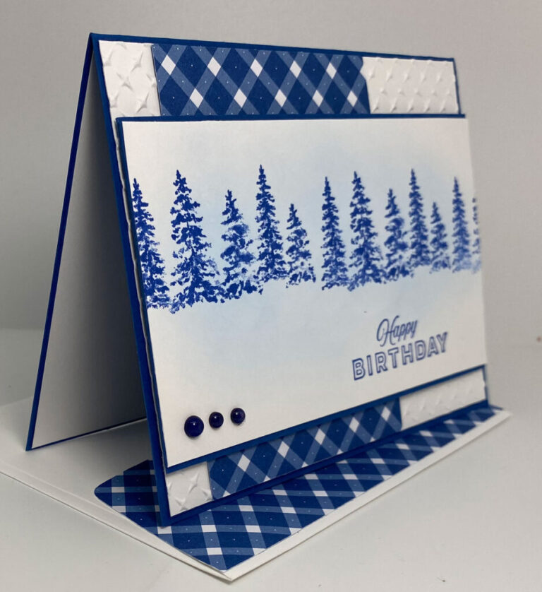 Blue Winter Forest Birthday Card: Elegant Simplicity with a Touch of ...