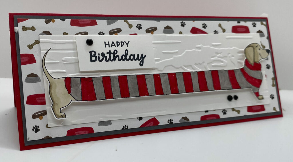 Stretching Birthday Wishes: An Adorable Dachshund Slim Card | Stamp ...